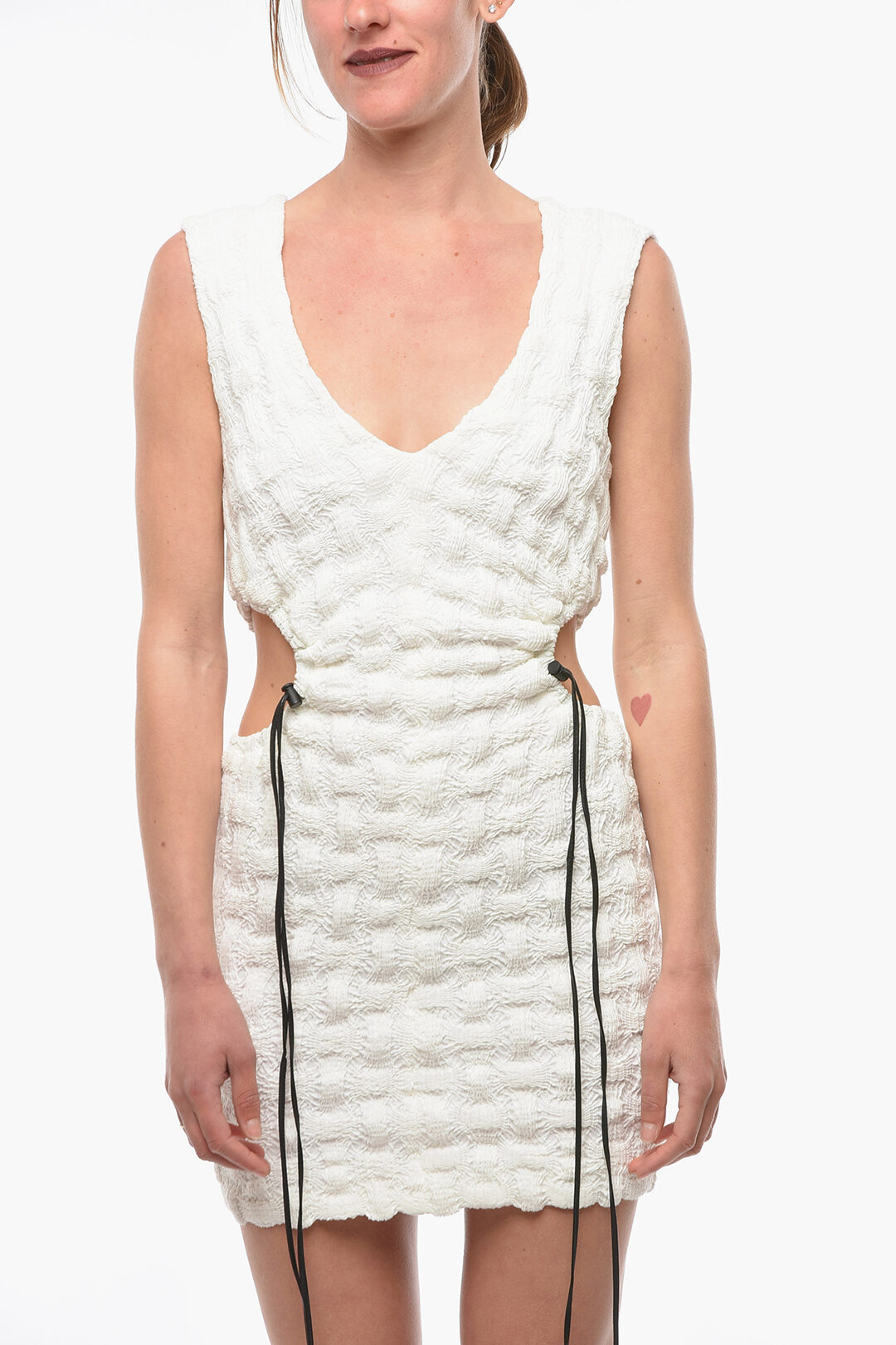 The Mannei Textured-cotton PESSAC Bodycon Dress with Side Cut-outs ...