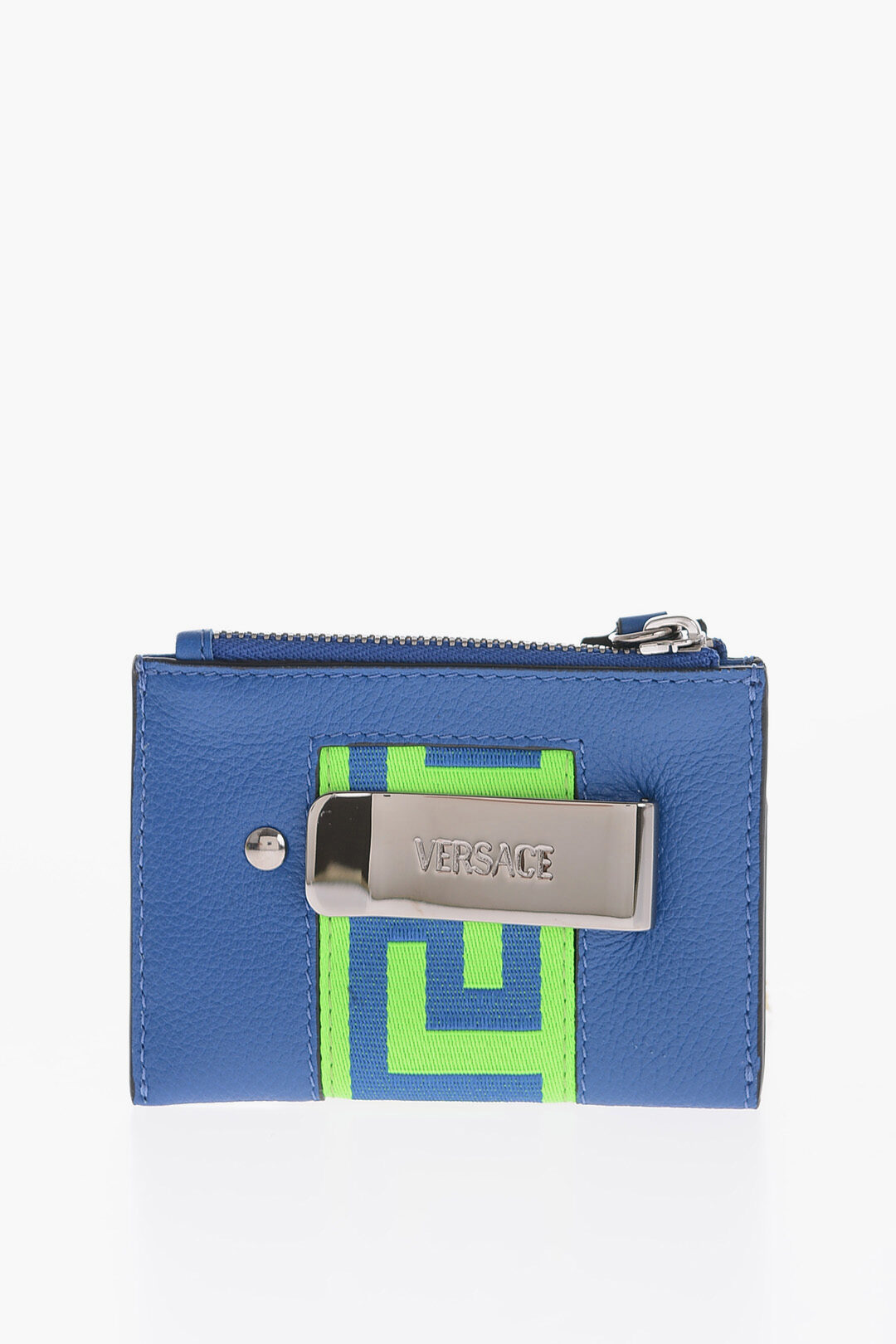Versace Textured Leather Card Holder with Greek Motif Details men ...