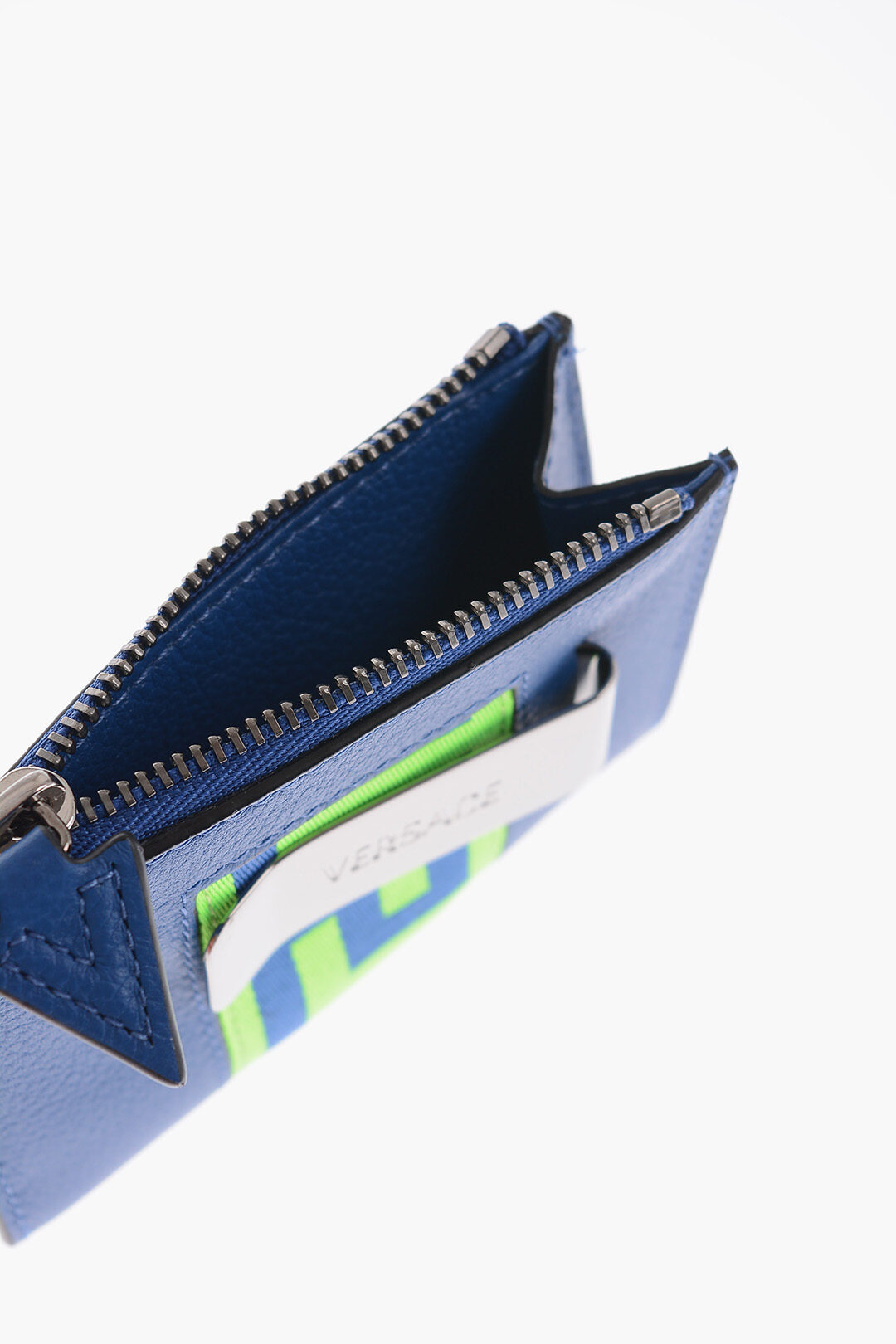 Versace Textured Leather Card Holder with Greek Motif Details men ...