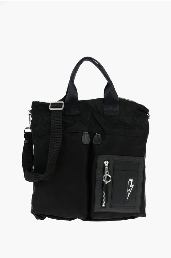 Neil Barrett Textured Leather Details BOLT POCKET Backpack unisex men ...