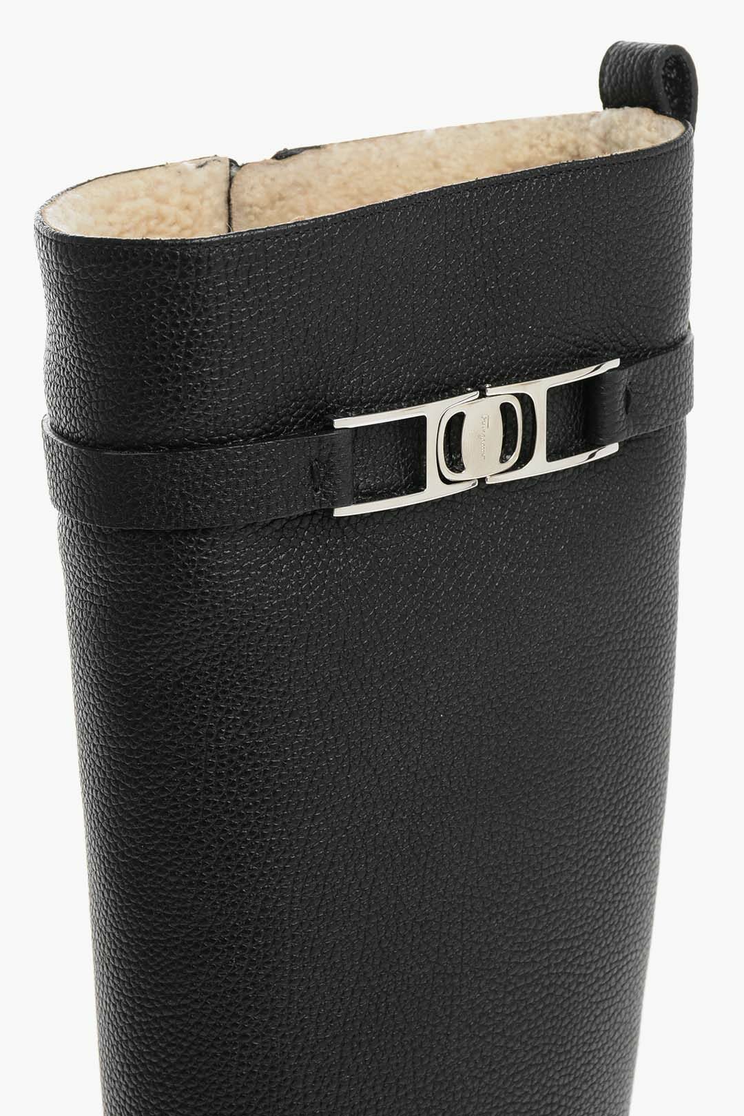 Salvatore Ferragamo Textured Leather RYDER Boots with Logoed Strap ...