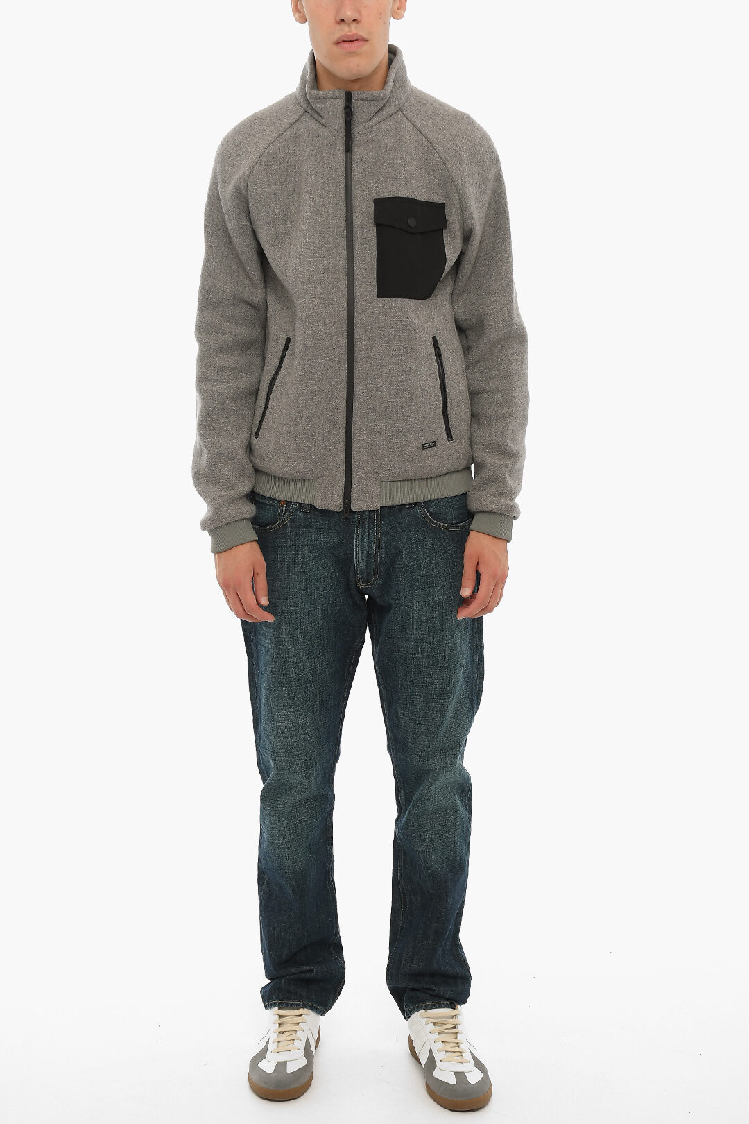 Woolrich THE TETON Wool Blend Jacket with Contrasting Breast Pocket ...