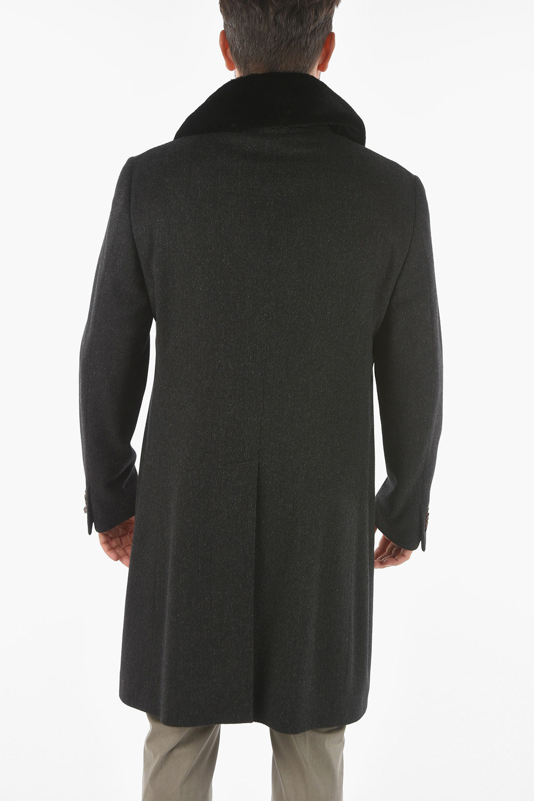 Corneliani Three Button Coat with Mink Fur Collar men - Glamood Outlet