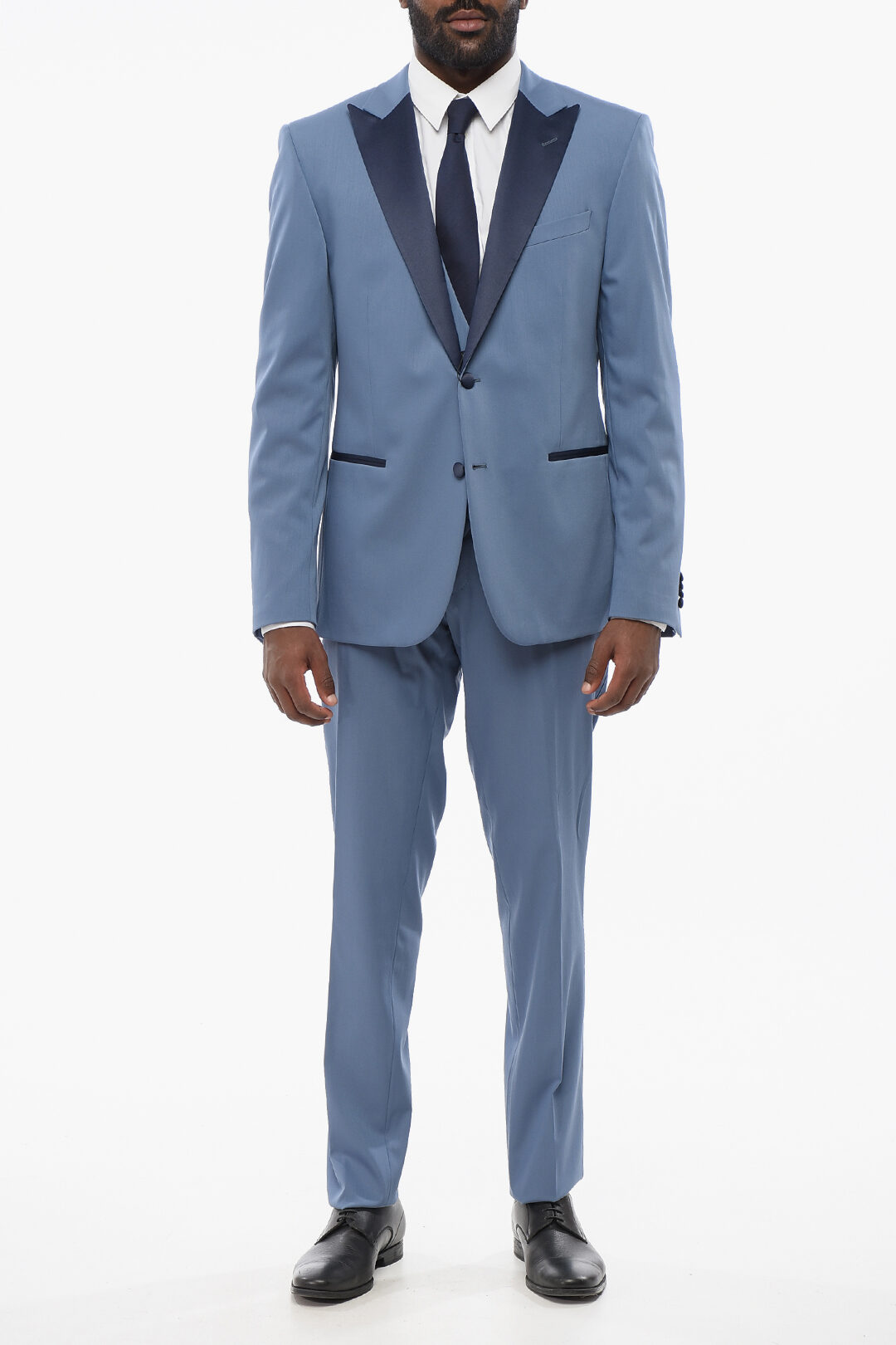 Corneliani Three Pieces Suit with Contrasting Satin Details men ...