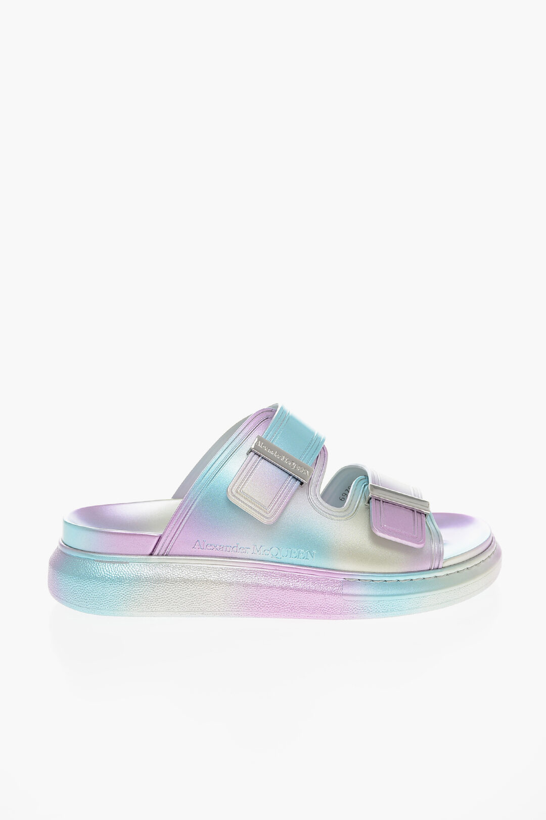 Alexander McQueen Tie Dye Lamè Rubber Sliders with Double Buckle women ...