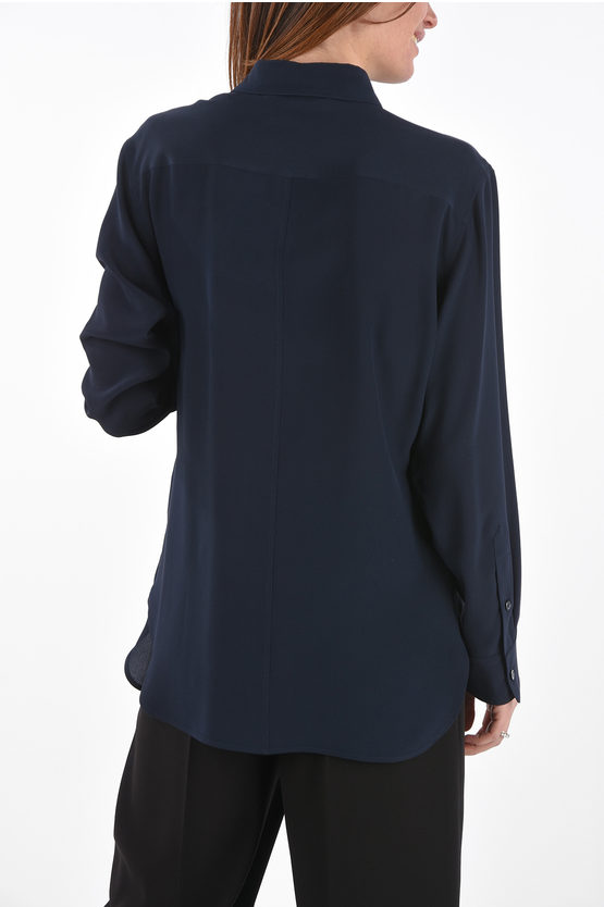 Chloe Tie Neck Silk Blouse with Hidden Buttoning and Side Bow women ...