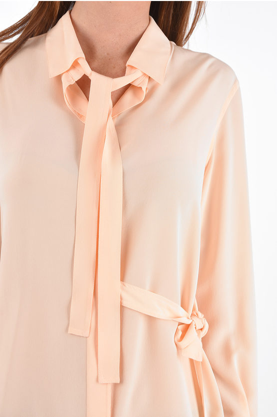 Chloe Tie Neck Silk Blouse with Hidden Buttoning and Side Bow women ...