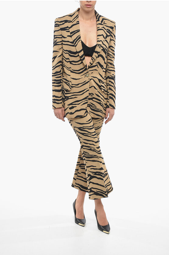 Stella McCartney Tiger Motif Wool Blend Blazer with Flap Pocket women ...