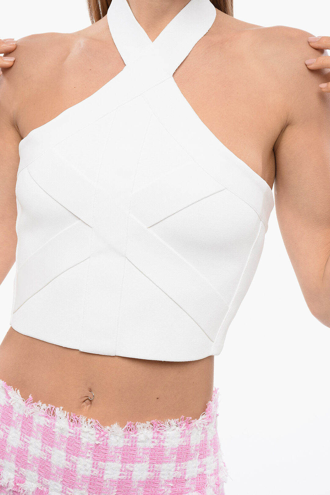 Balmain Top Cropped Halter donna - Glamood Outlet