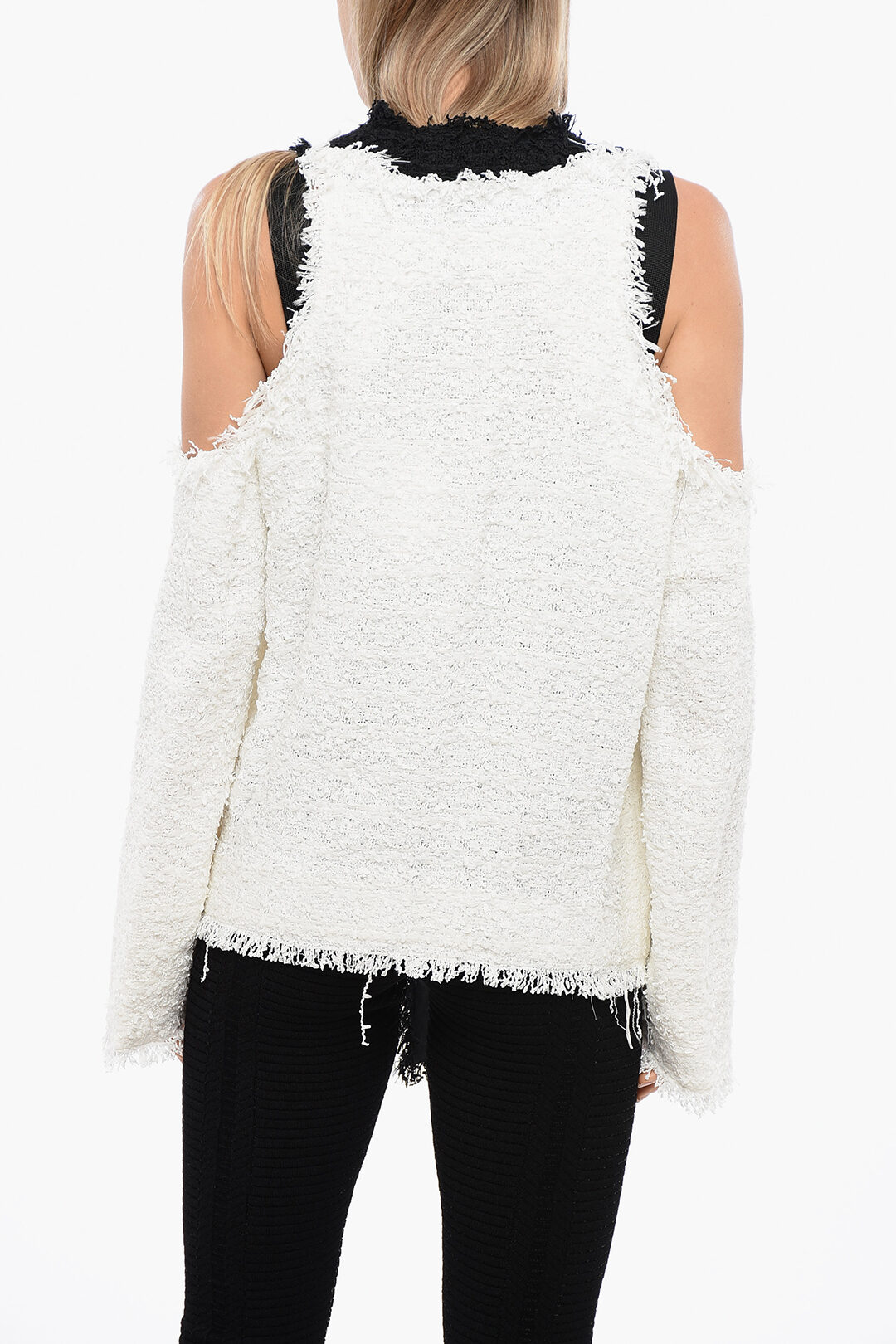 Balmain Tweed Cold-Shoulder Blazer with Contrasting Hems women ...