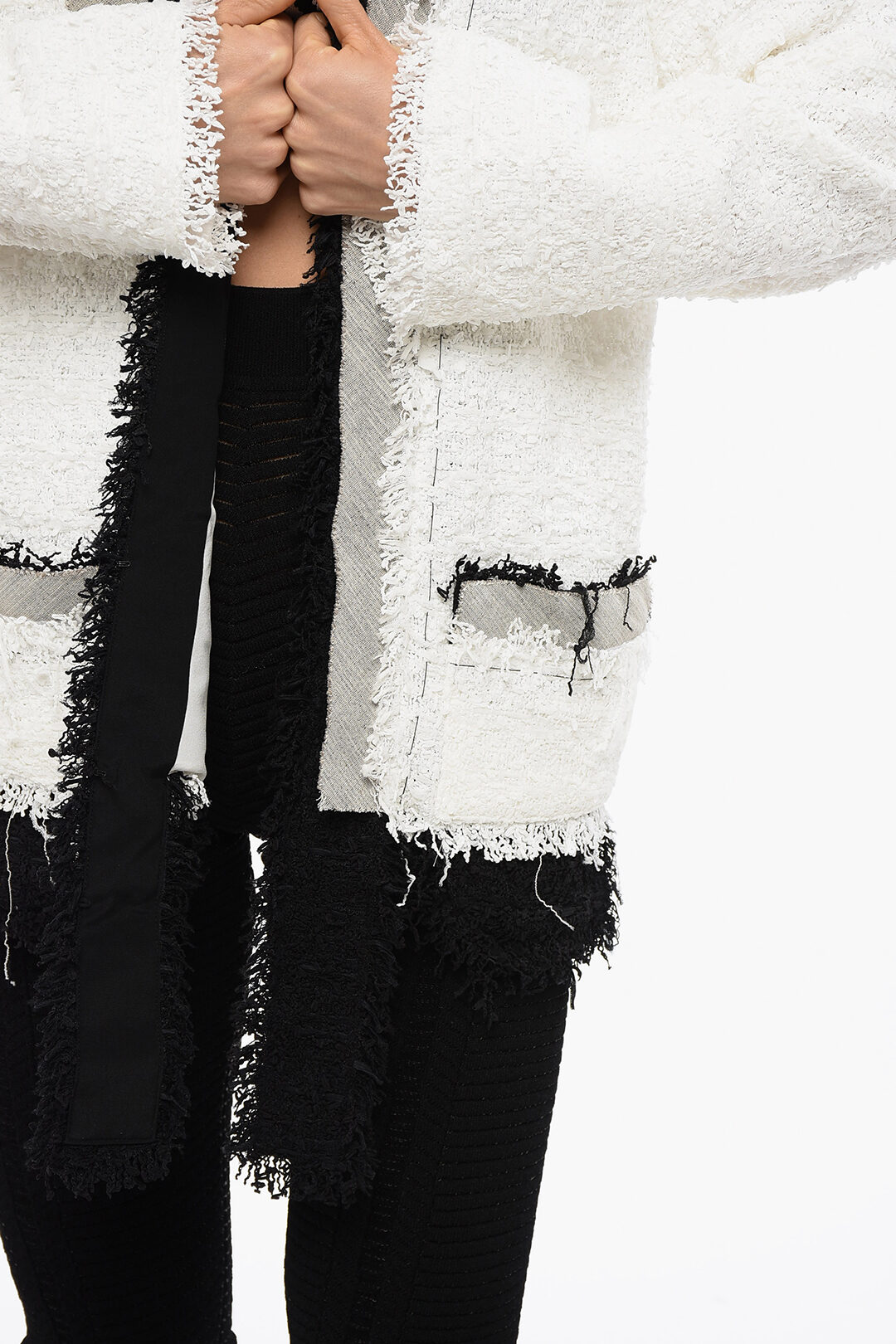 Balmain Tweed Cold-Shoulder Blazer with Contrasting Hems women ...