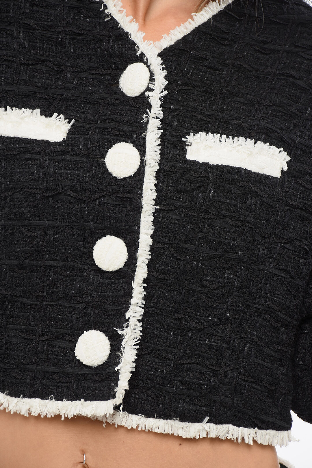 Balmain Tweed Cropped Blazer with Contrasting Details women - Glamood ...