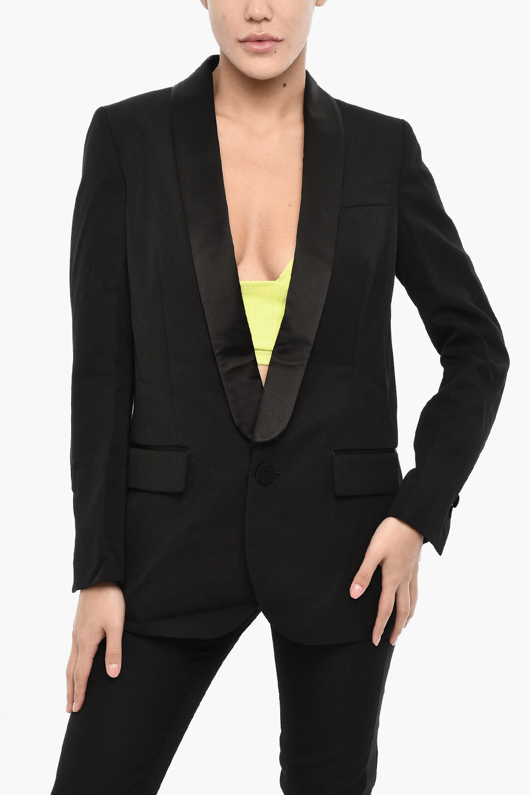 Dsquared2 Twill Single Breasted 1 Buttons Blazer with Flap Pockets ...
