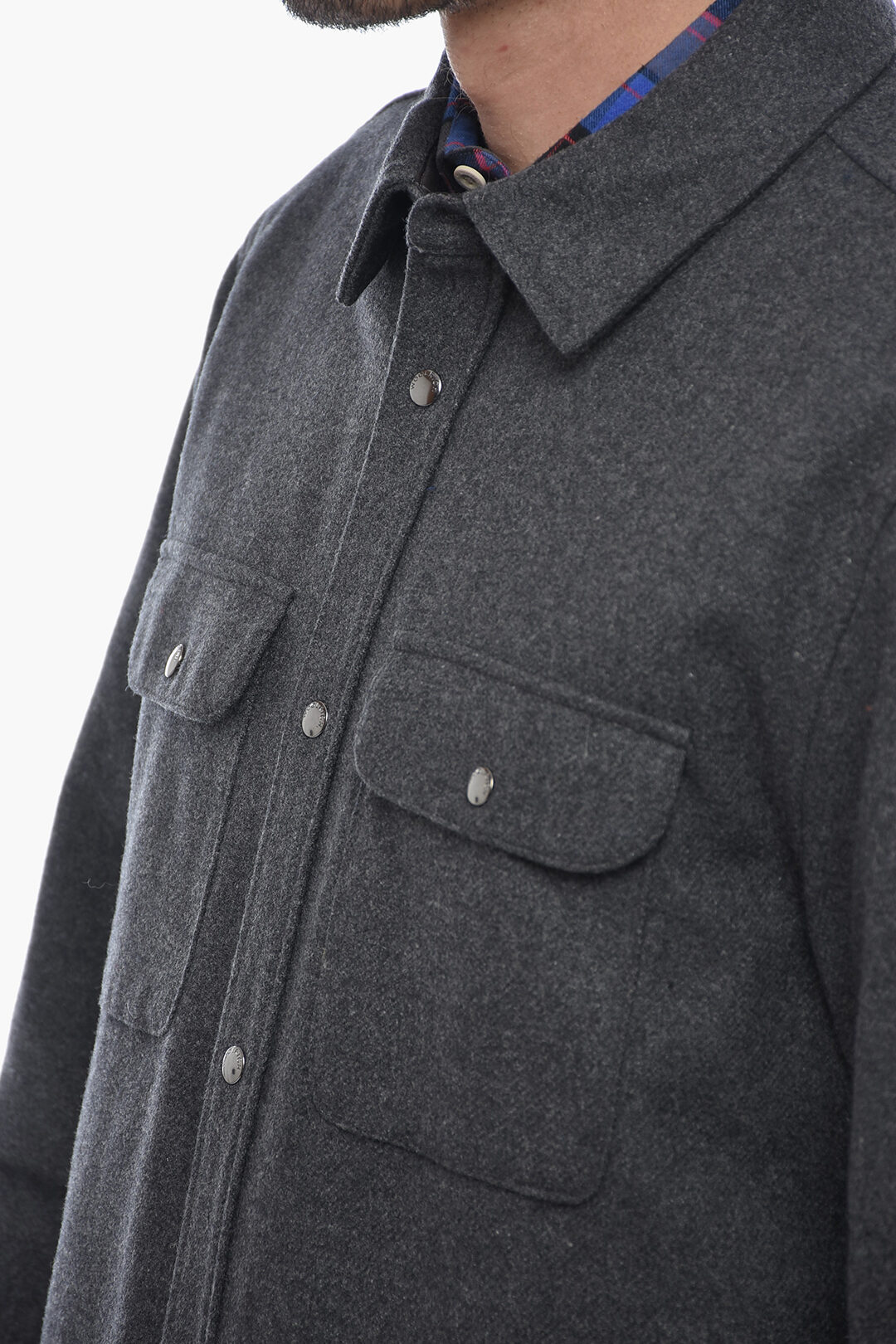 Woolrich Twill Wool and Nylon ALASKAN Overshirt with Double Breast ...
