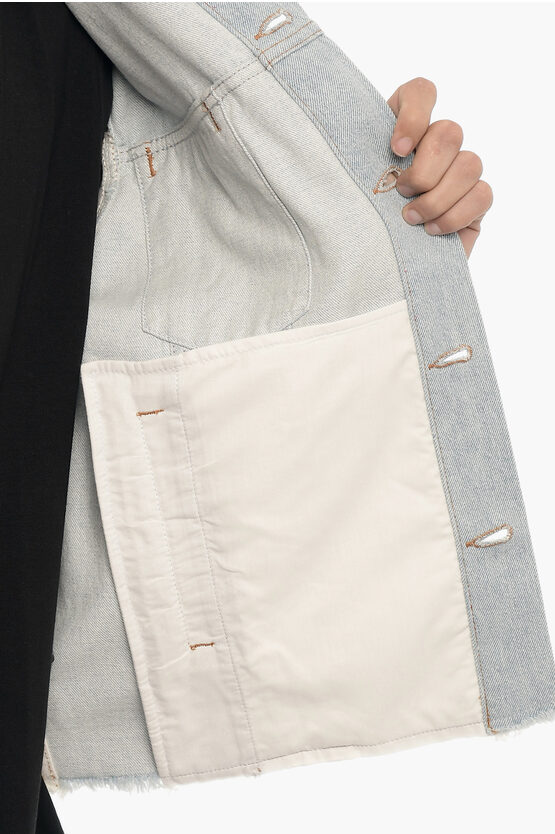 Bluemarble Two-Tone Denim Jacket with Frayed Hem men - Glamood Outlet