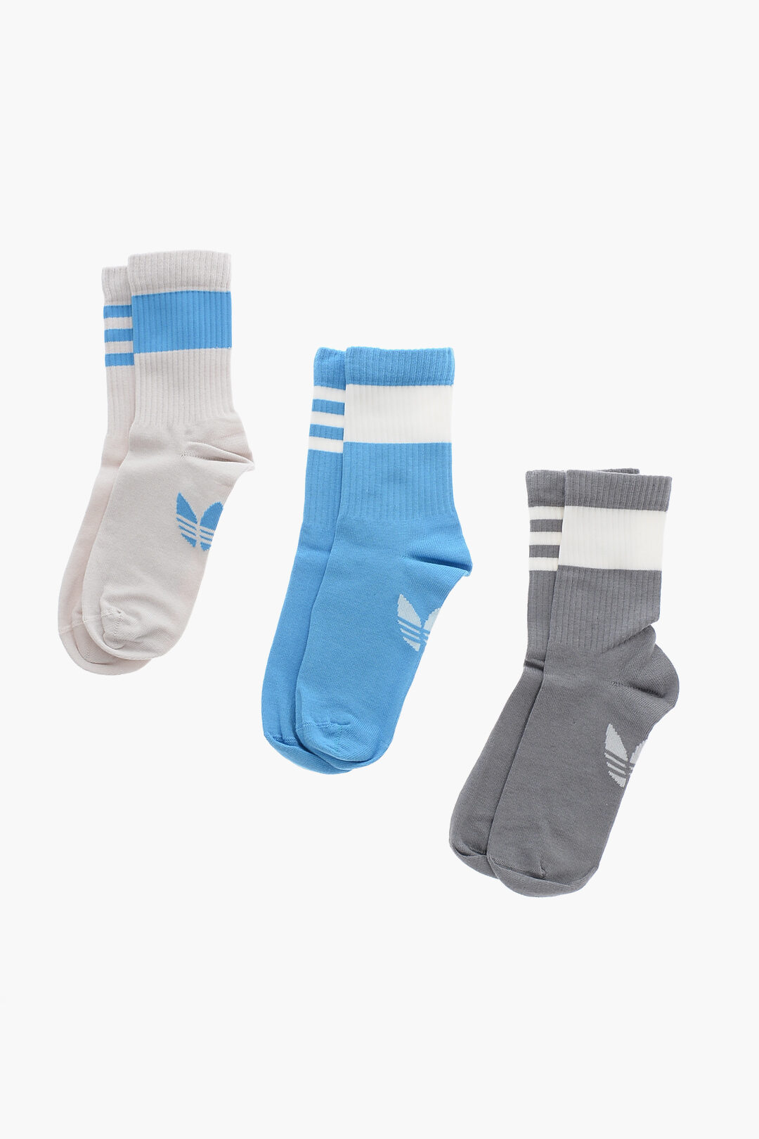 Adidas Two-tone Ribbed Long 3 Pairs of Socks Set unisex men women ...