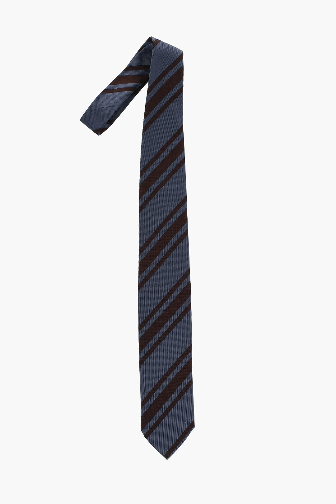 Corneliani Two-Tone Silk and Cotton Striped Tie men - Glamood Outlet