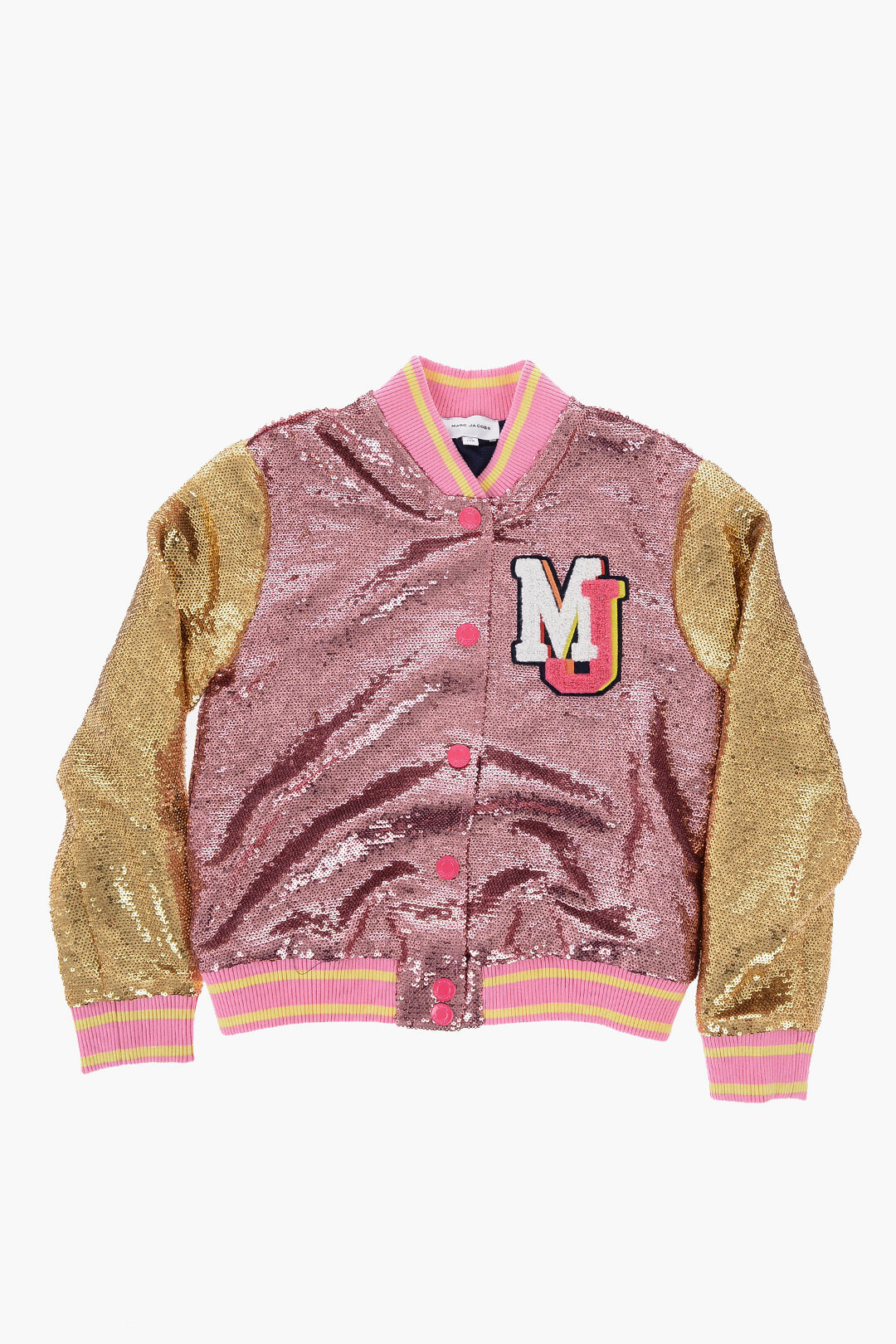 Little Marc Jacobs Two-Tone Varsity Bomber Jacket with Sequins girls ...