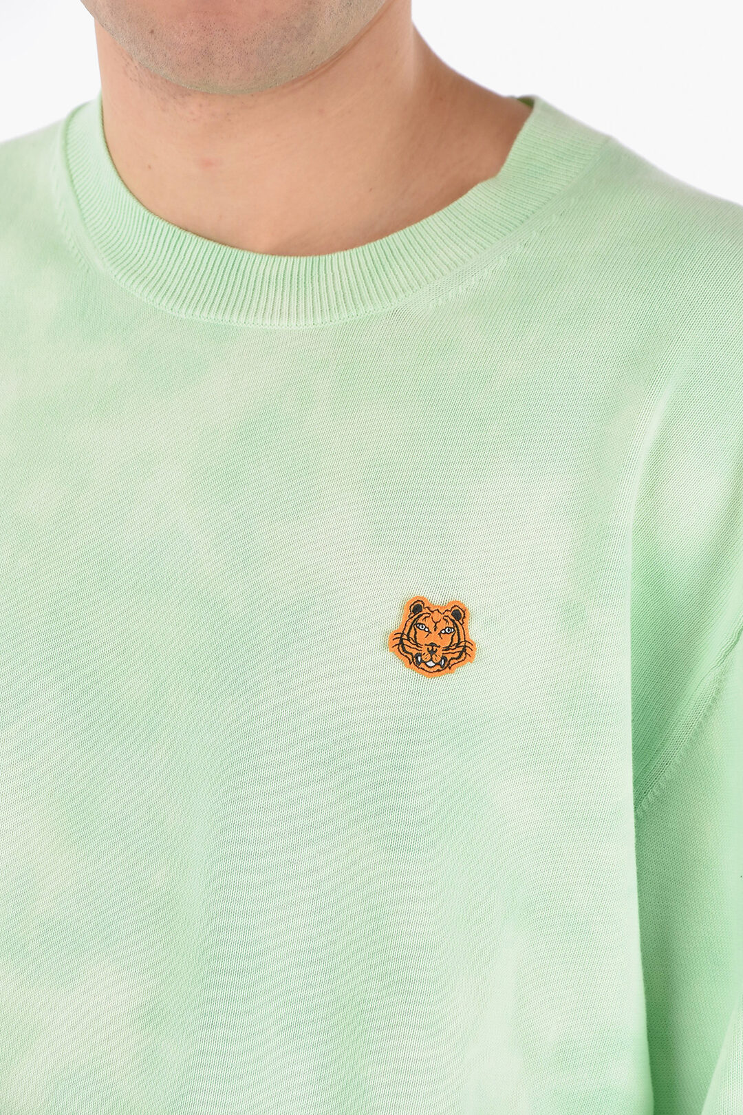 Kenzo Tye-dyed Crewneck Sweater with TIGER CREST Logo Patch men ...