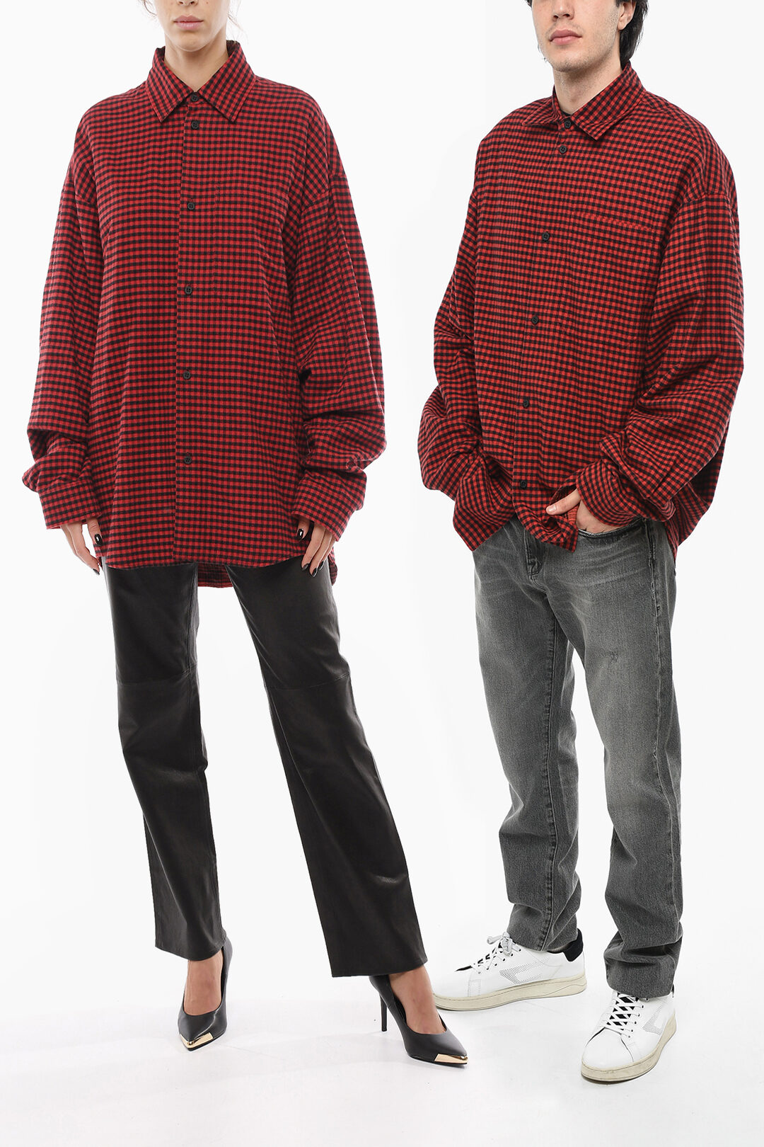 Balenciaga UNISEX Padded Reversible Shirt with Check Pattern unisex men ...