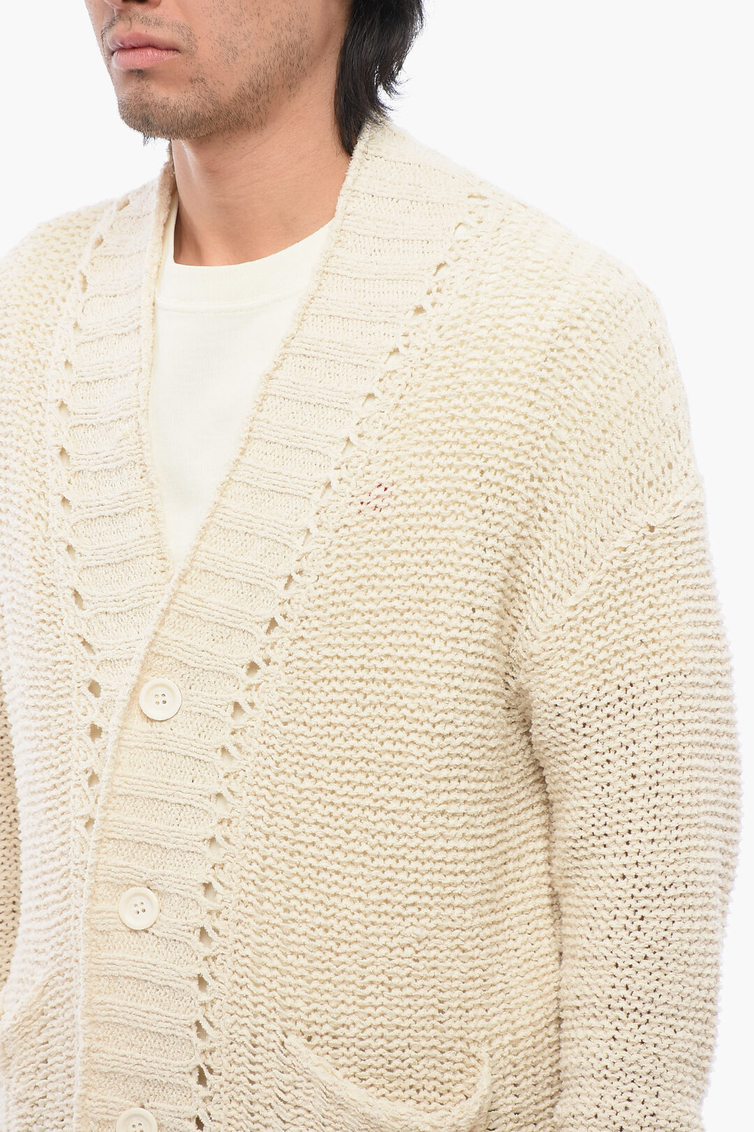 Roberto Collina V-Neck Perforated Cotton Cardigan men - Glamood Outlet