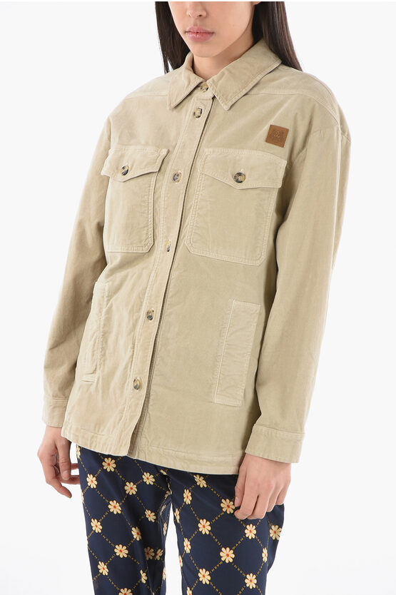 Kenzo Velour Saharian Overshirt with TIGER CREST Logo Patch women ...