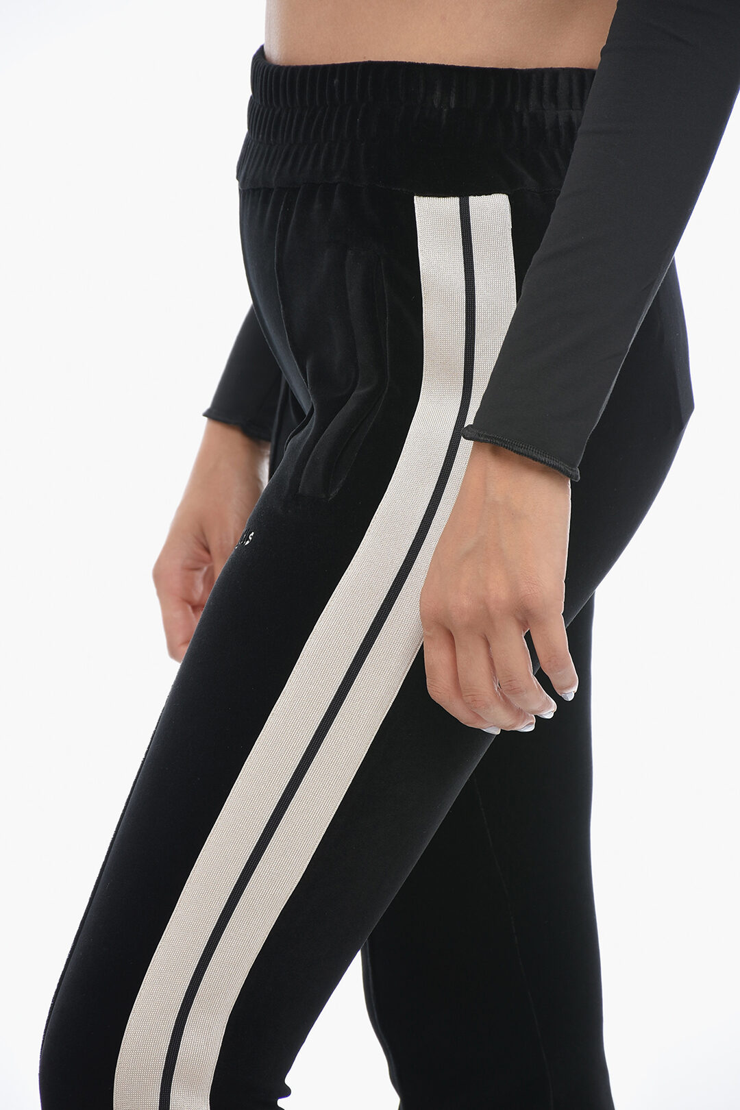 Palm Angels Velour Track Pants with Contrasting Bands women Palm Angels Velour Track Pants with Contrasting Bands women