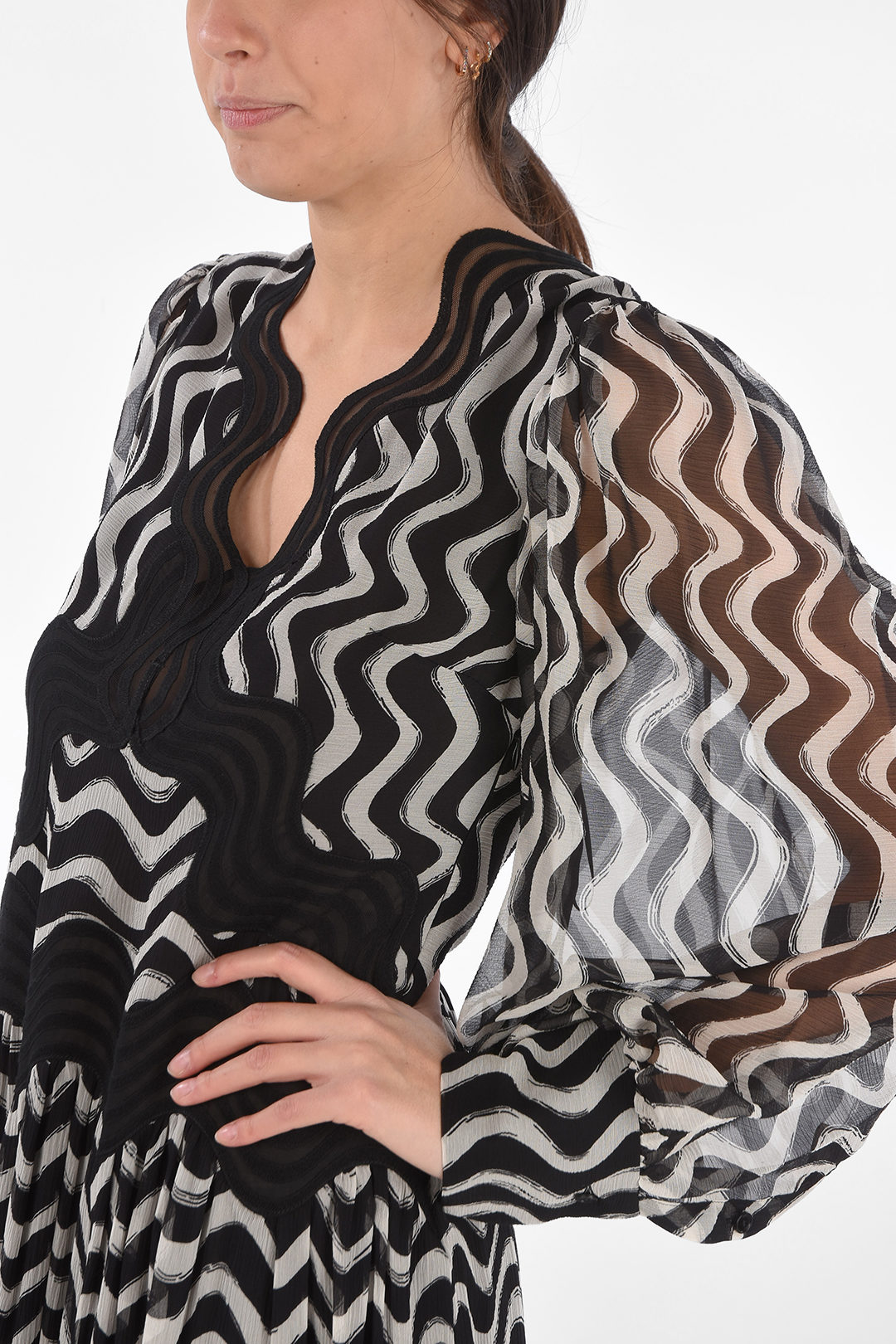 Stella McCartney Vestito in Seta con Fantasia Astratta e Dettagli con ...