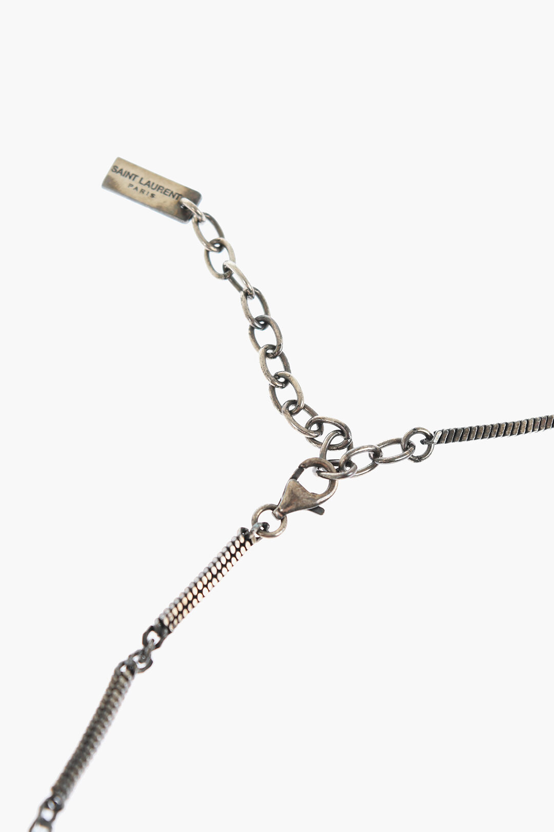 Saint Laurent Vintage Effect Brushed Metal TRIANGLE Necklace men ...