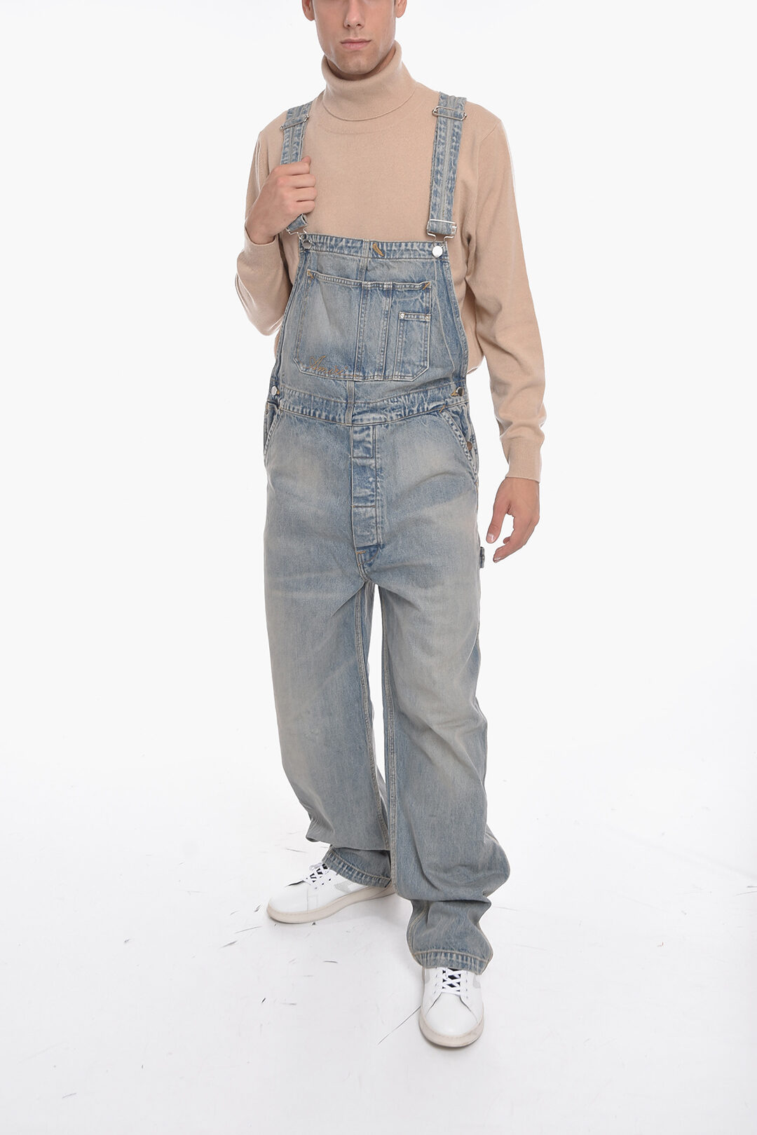 Amiri Vintage-effect Denim Overall with Logo Embroidery men - Glamood ...