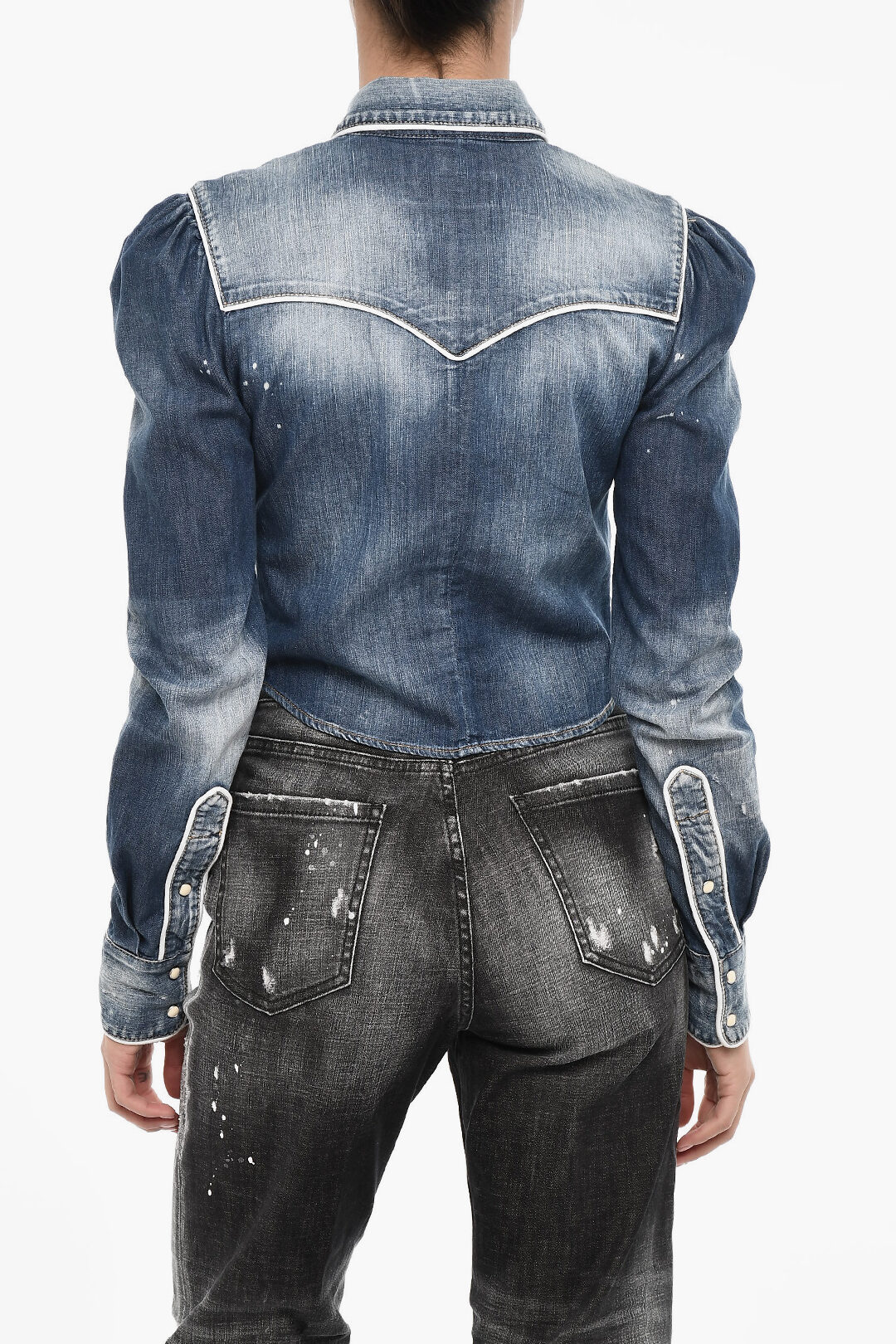 Dsquared2 Vintage Effect Denim Shirt with Snap Buttons women - Glamood ...