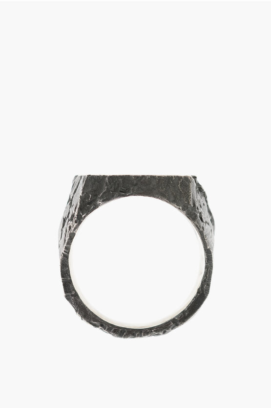 NOVE25 Vintage Effect Silver MATERIC Signet Ring men - Glamood Outlet