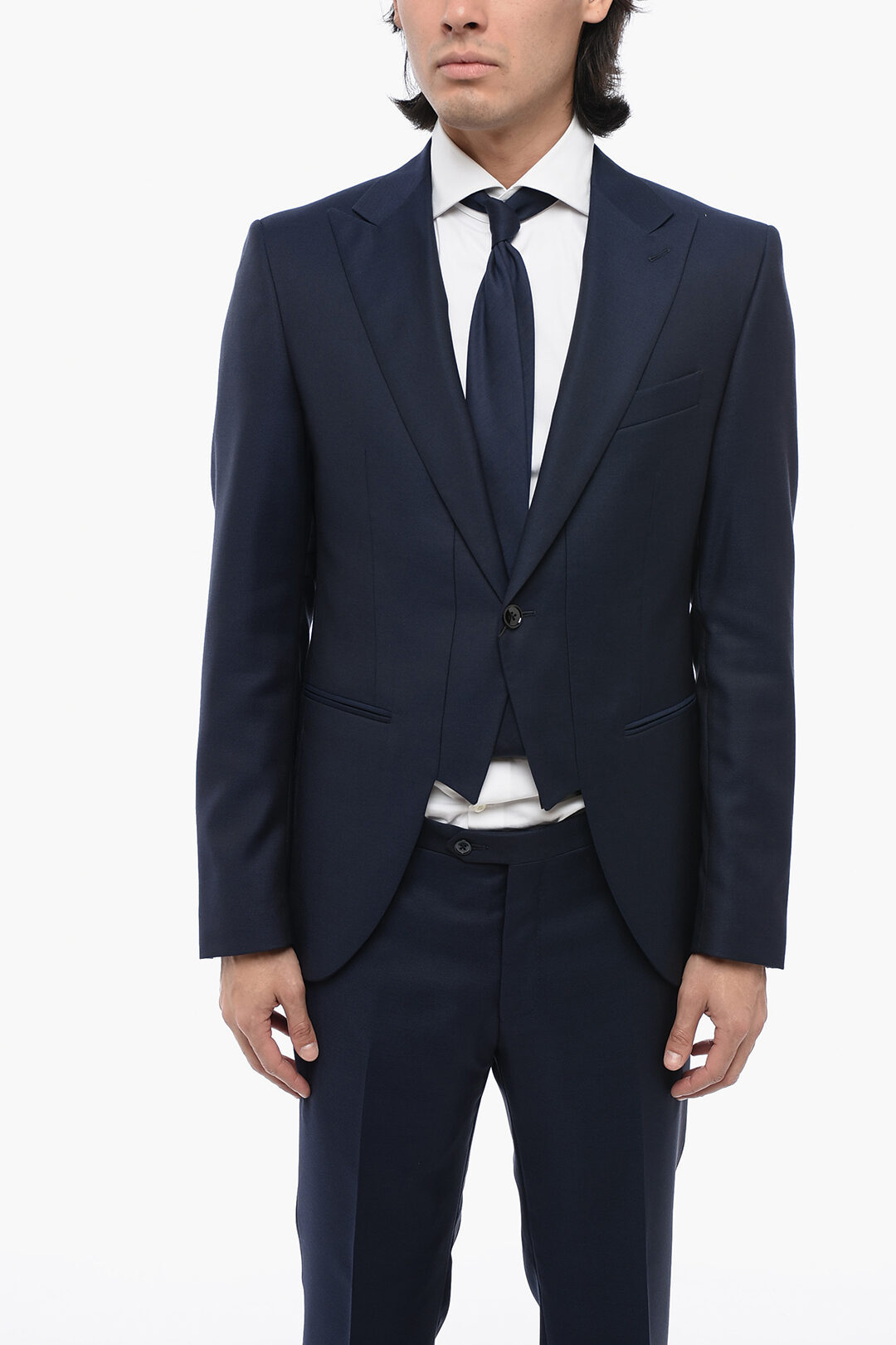 Corneliani Virgin Wool 1-Button Suit With Peak Lapel men - Glamood Outlet