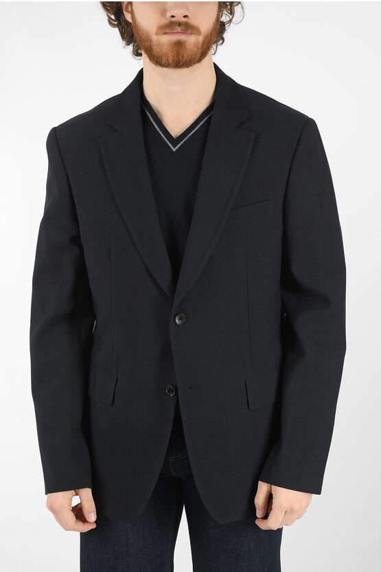 Salvatore Ferragamo virgin wool center vent notch lapel 2-button blazer ...