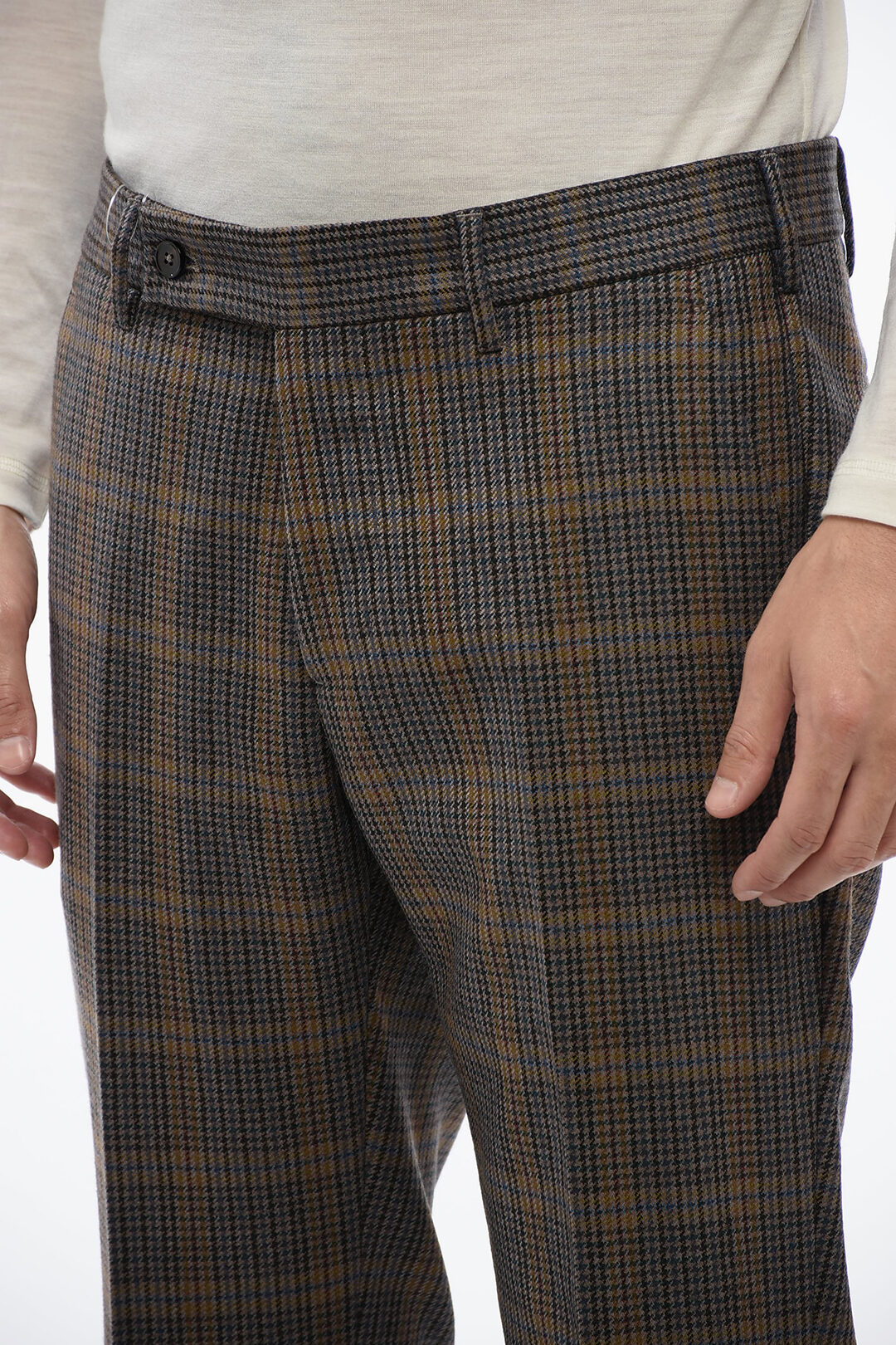 Berwich Virgin Wool Chinos Pants with District Check Motif men ...