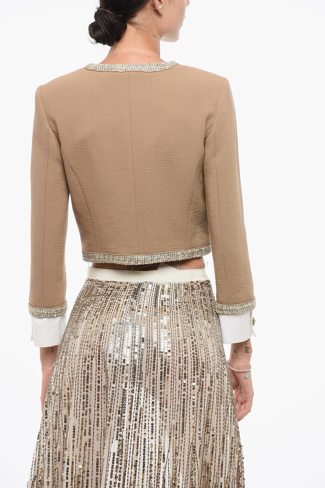Elisabetta Franchi Virgin Wool Crop Blazer with Lurex Edging women ...