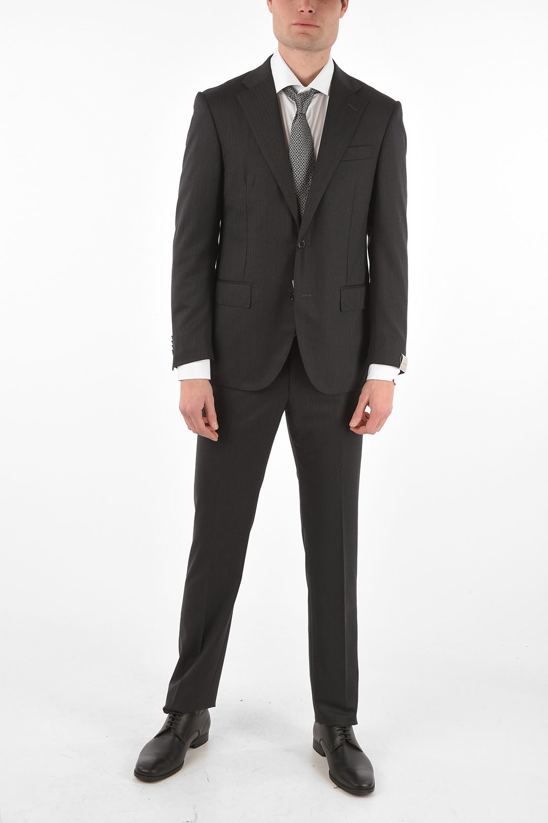 Corneliani Virgin Wool Herringbone LEADER Suit men - Glamood Outlet