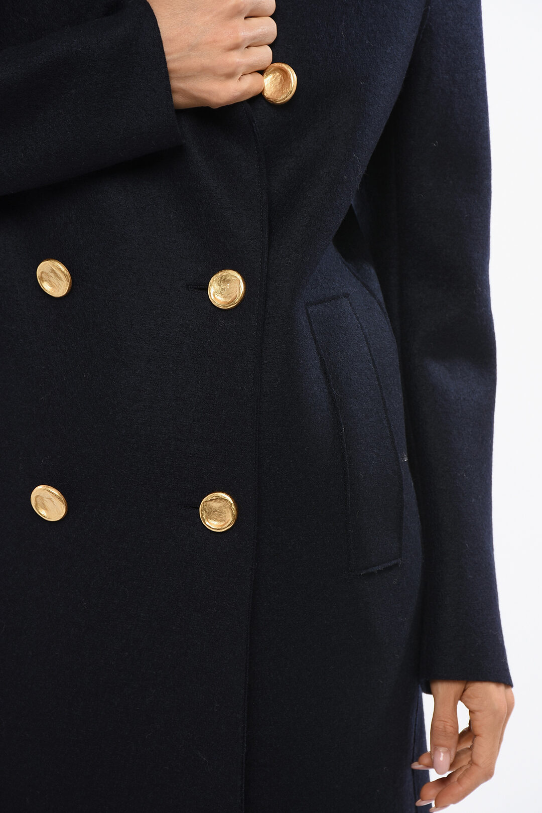 Harris Wharf Virgin Wool MILITARY Double Breasted Coat with Golden ...
