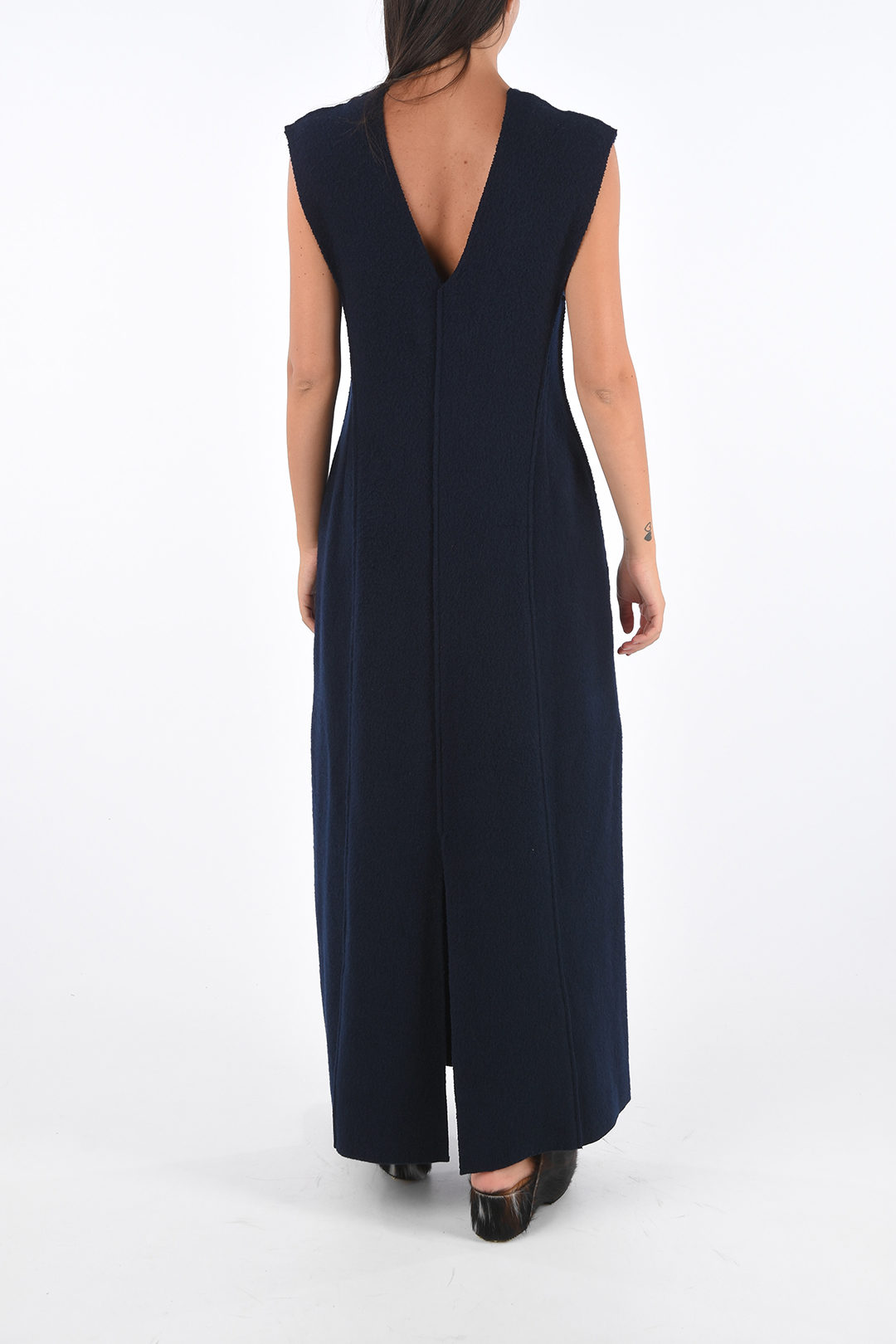 Jil Sander Virgin Wool Side Slit Bottom Midi Dress women - Glamood Outlet