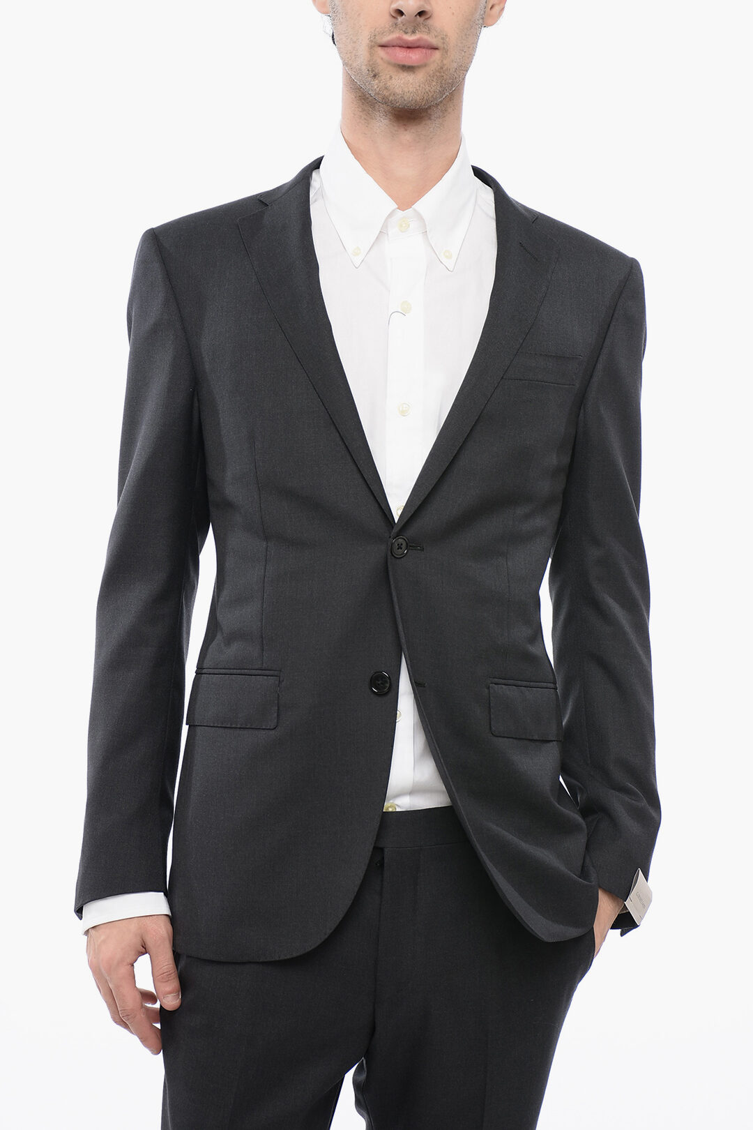 Corneliani Virgin Wool Side Vents Notch Lapel 2-Button Suit men ...