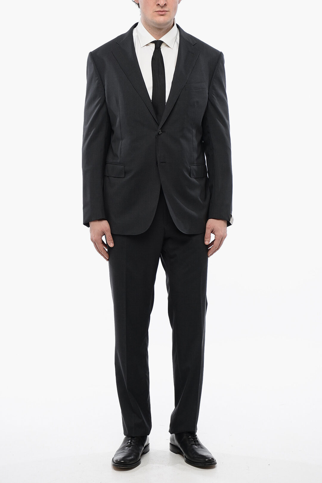 Corneliani Virgin Wool Side Vents Notch Lapel 2-Button Suit men ...