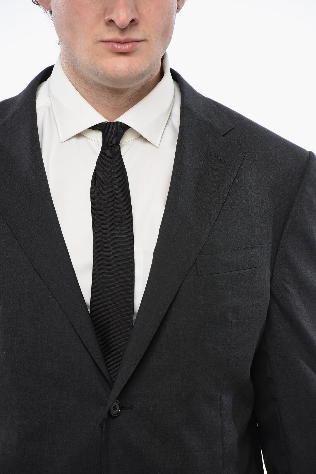 Corneliani Virgin Wool Side Vents Notch Lapel 2-Button Suit men ...