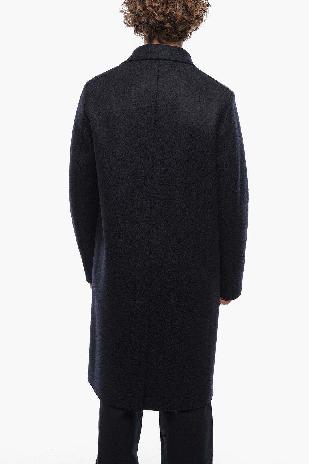 Harris Wharf Virgin Wool Single Breasted Coat with Contrast 3-Buttons ...