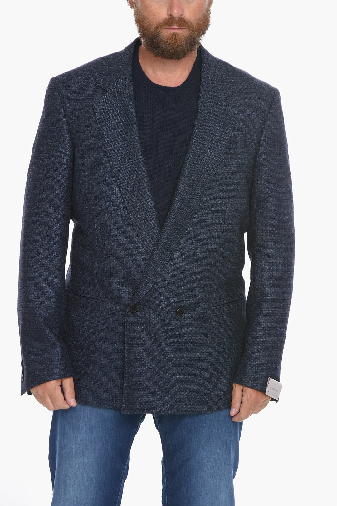Corneliani Virgin wool Tweed Unlined Blazer with Notched Lapel men ...