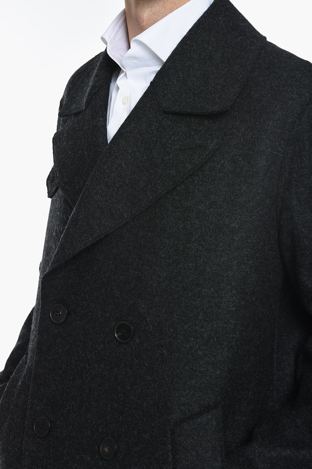 Harris Wharf Virign Wool Half-lined Coat with Double Breast men ...