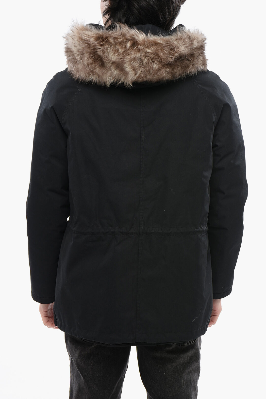 Yves Salomon Waterproof Padded Jacket with Detachable Real Fur Trim men ...