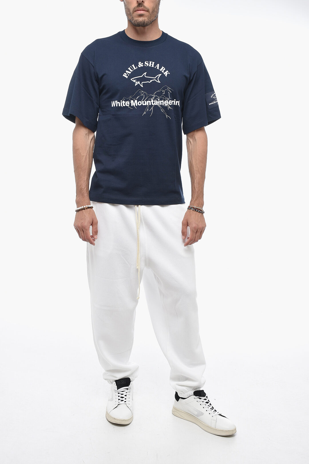 Paul & Shark WHITE MOUNTAINEERING Solid Color Crew-neck T-Shirt with ...