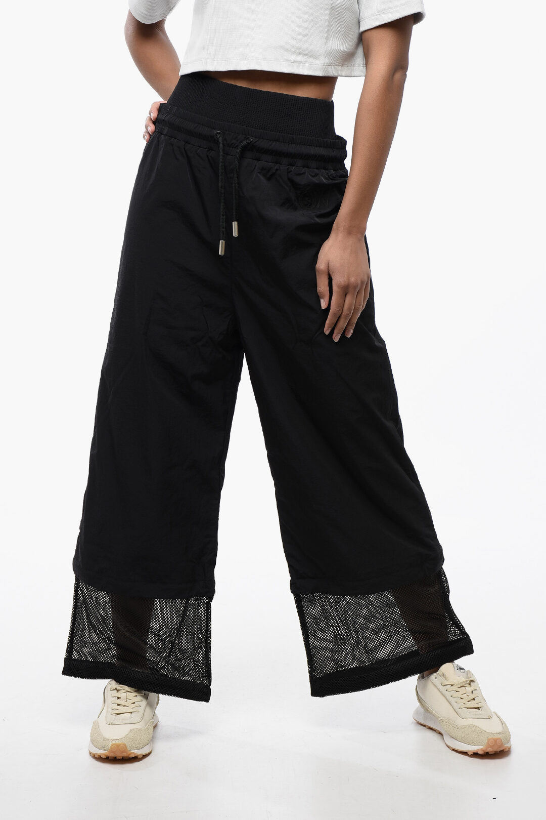Off-White Wide Leg Nylon CRISPY Pants with Removable Cuffs women ...