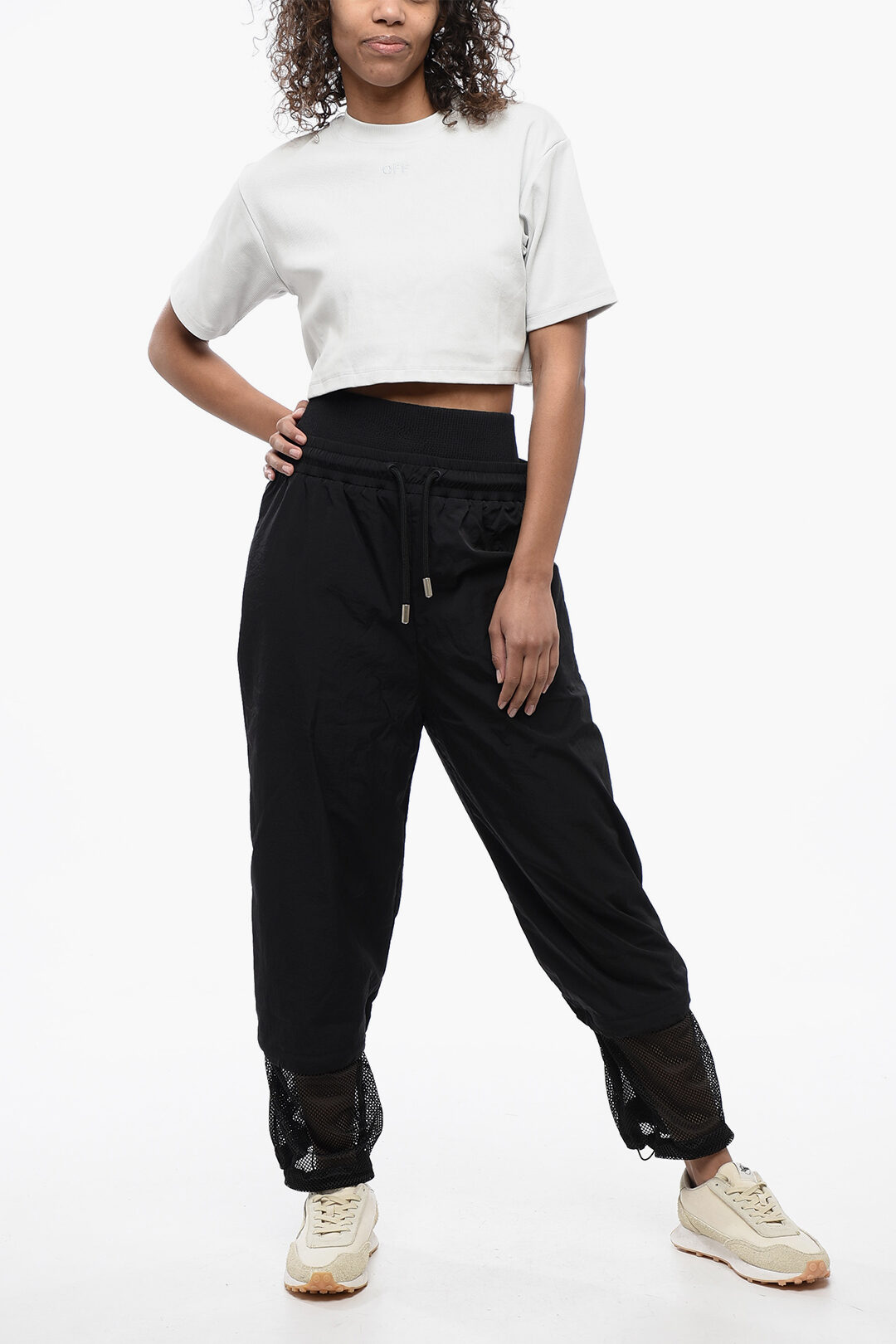 Off-White Wide Leg Nylon CRISPY Pants with Removable Cuffs women ...