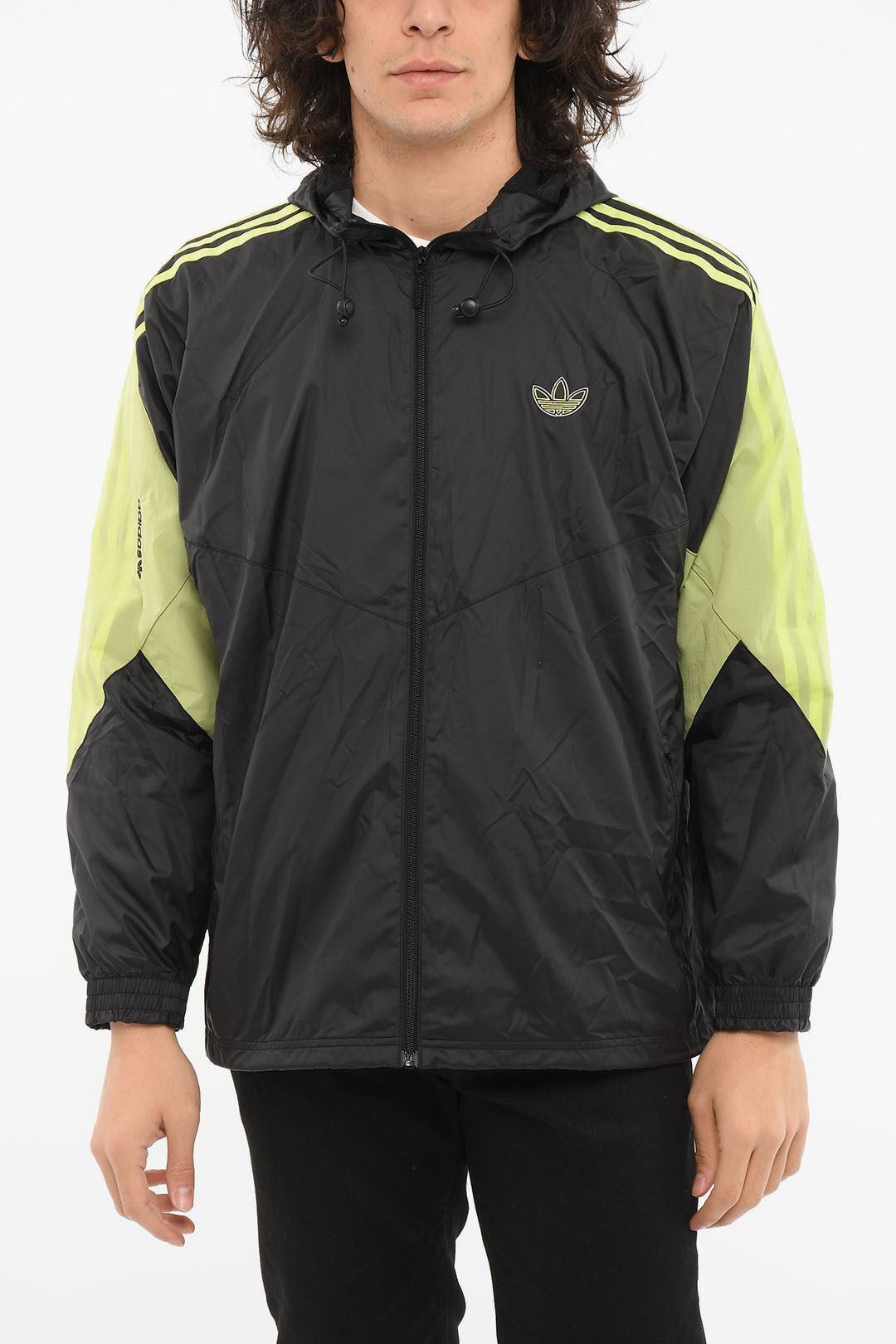 Adidas Windbreaker Jacket with Adjustable Hood and Embroidered Logo ...